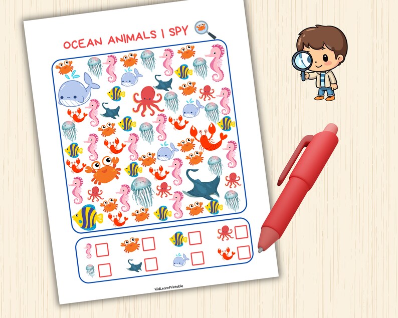 Ocean Animals I Spy Counting Activity,under the Sea,look and Find ...