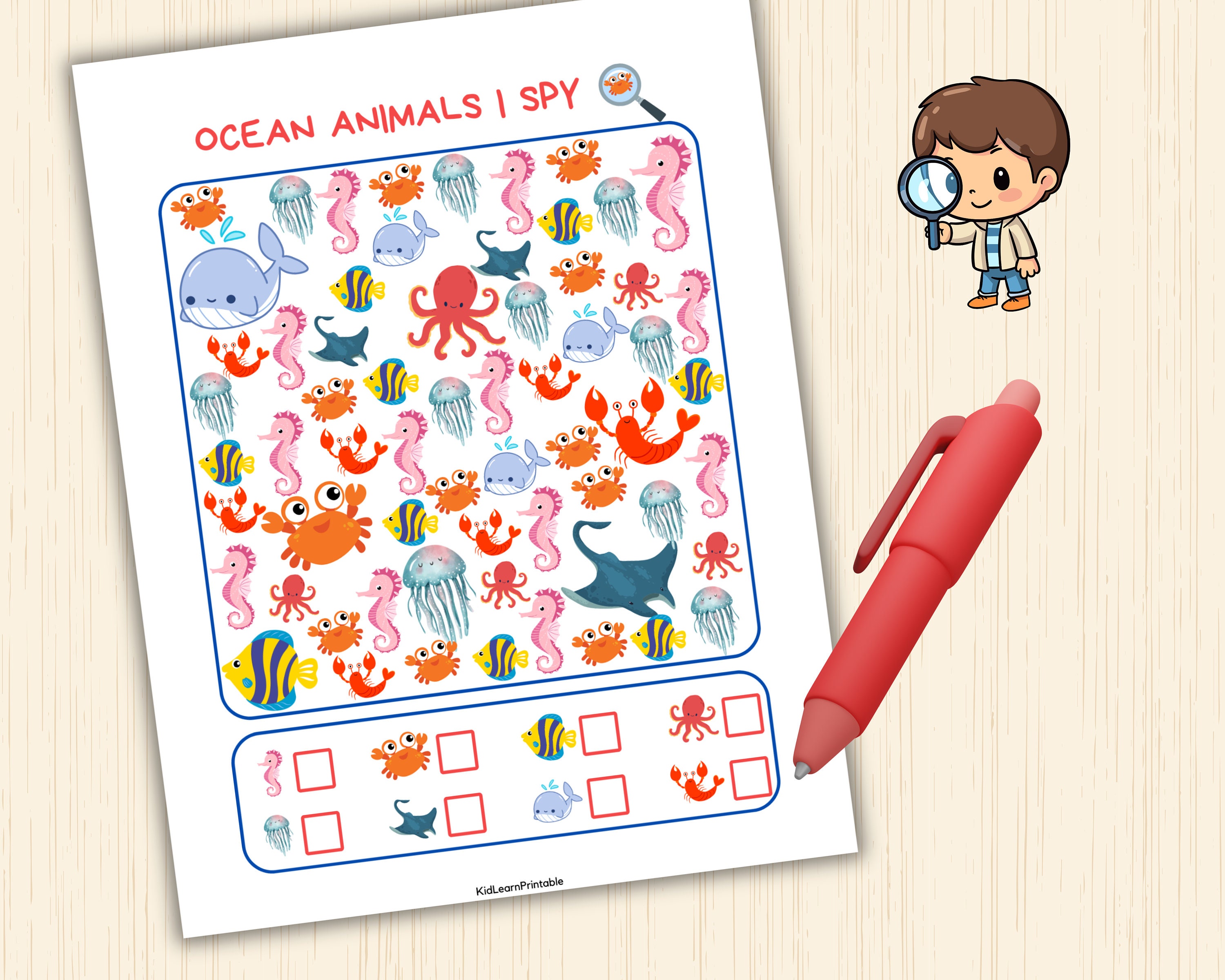 Ocean Animals I Spy Counting Activity,under the Sea,look and Find ...