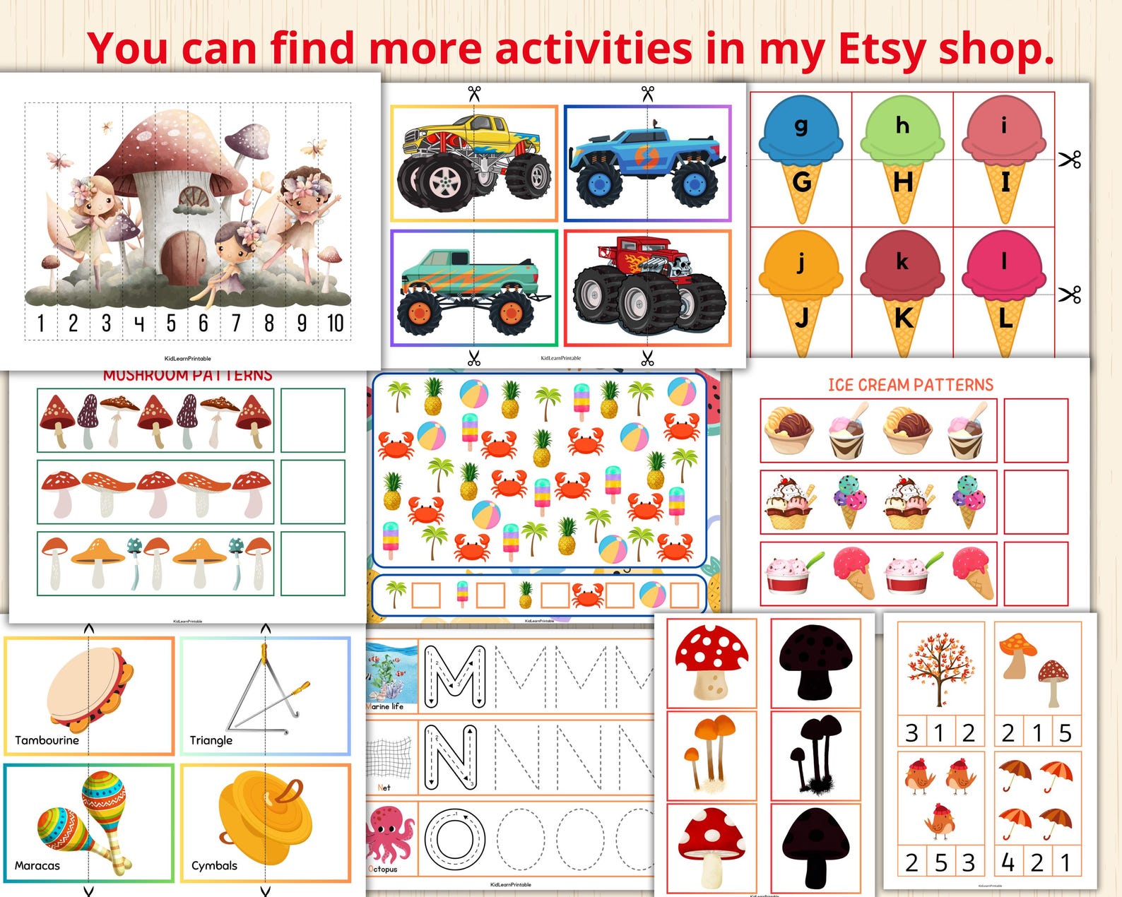Preschool Autumn,mushroom Puzzle Number Sequence,mushroom Number ...