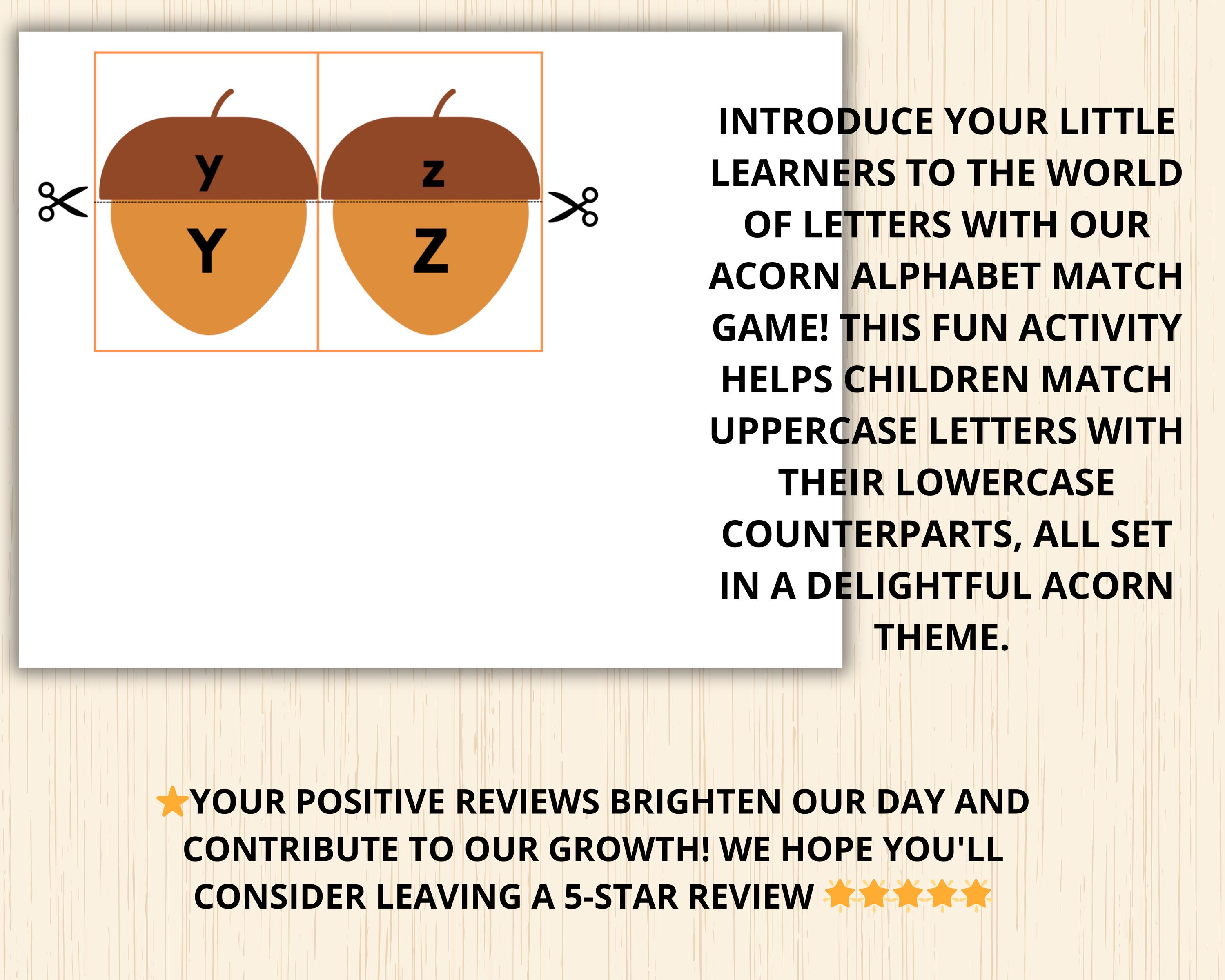 Acorn Alphabet Match,preschool Letters,alphabet Matching Game,letter ...