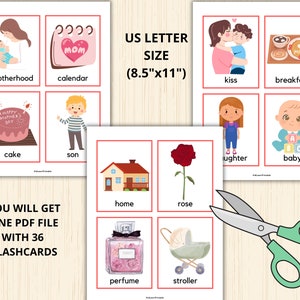 Mother's Day Cards,vocabulary Cards,mother's Day Flashcards, Preschool ...