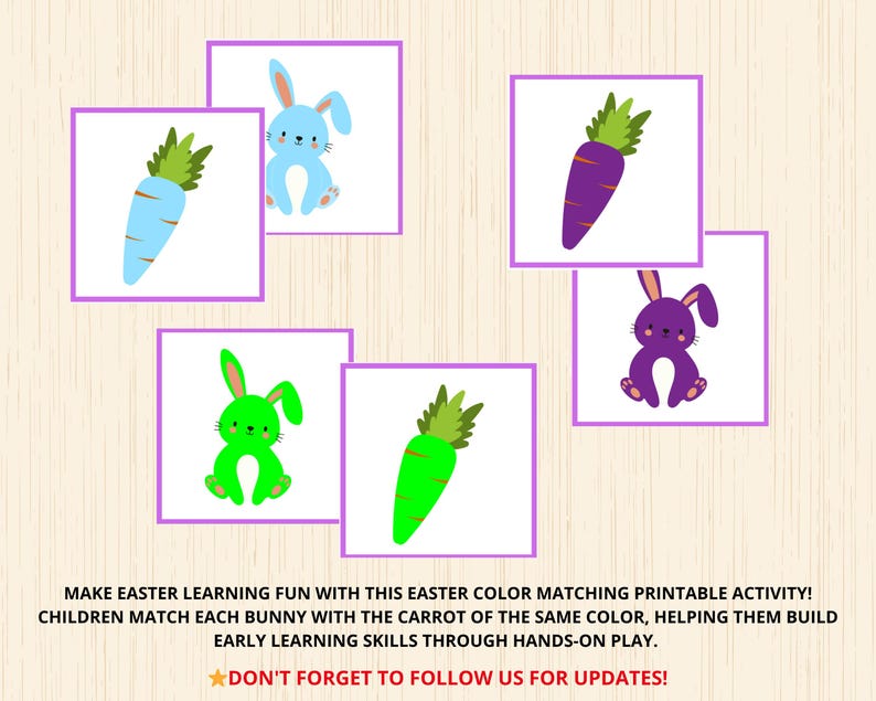 Easter Color Matching,bunny Color Match,easter Matching Game,color ...