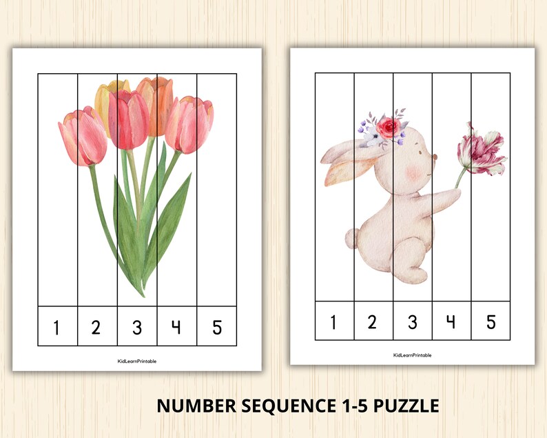 Spring Number Puzzles, Montessori Spring Printable, Number Sequence ...