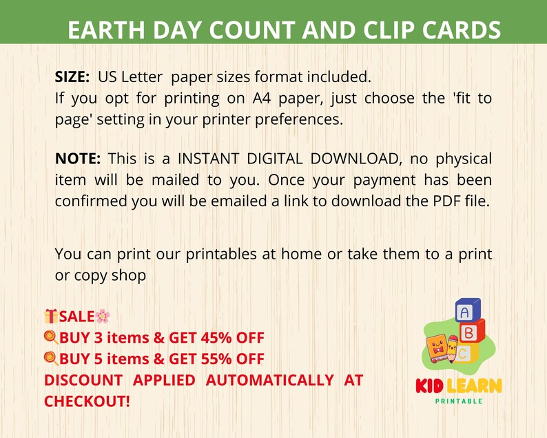 Earth Day Count and Clip Cards,numbers 1-20,counting Cards, Earth Day ...