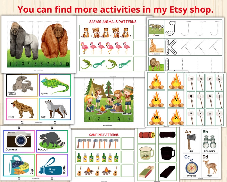 Camping Ten Frame,numbers 1-10,count and Match,camping Montessori ...