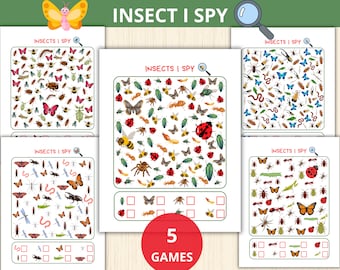 Printable I Spy Bugs. Insect Activity Preschool. Kindergarten Counting ...