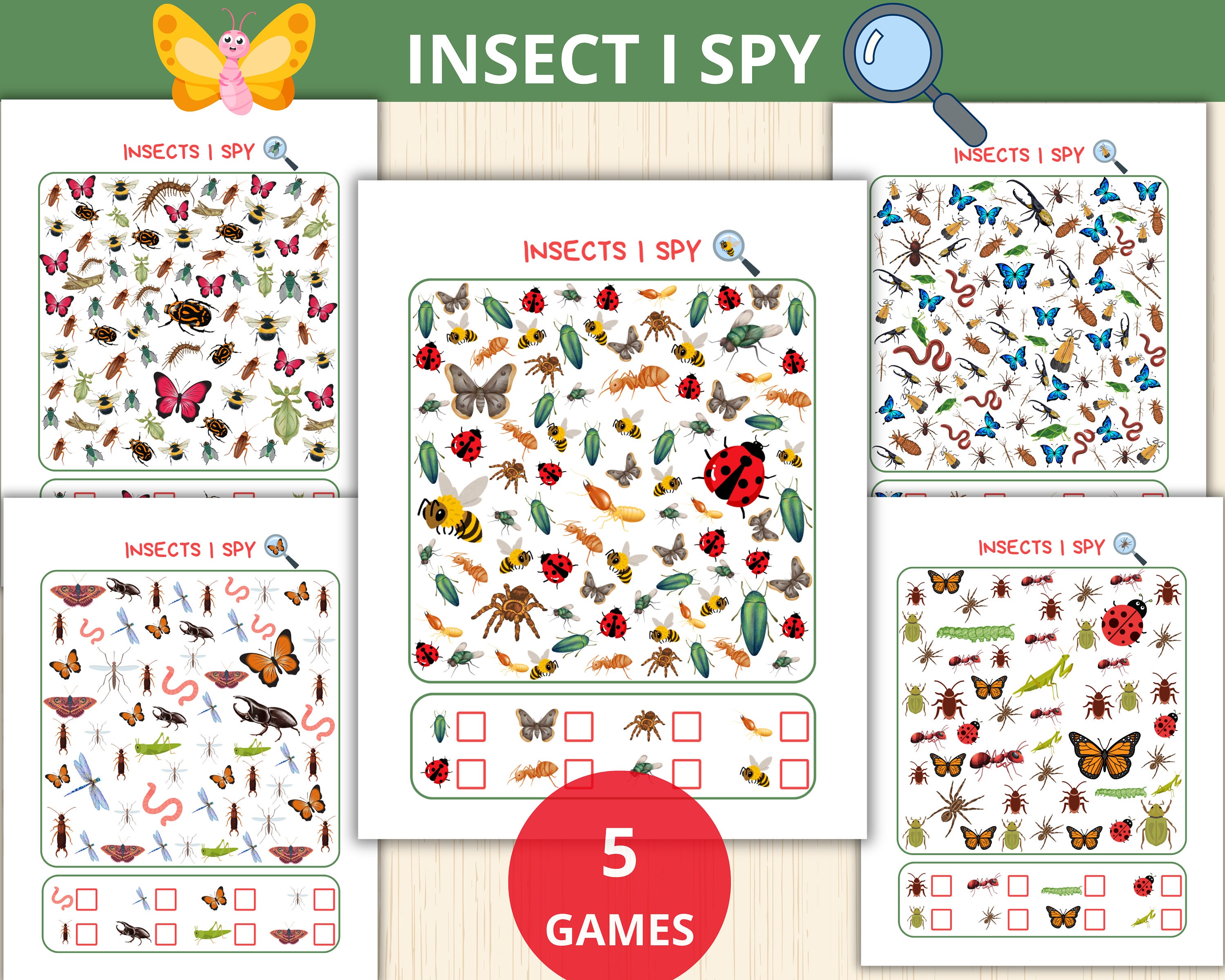 Insect I Spy,spring I Spy,printable Games,look and Find,counting Game ...