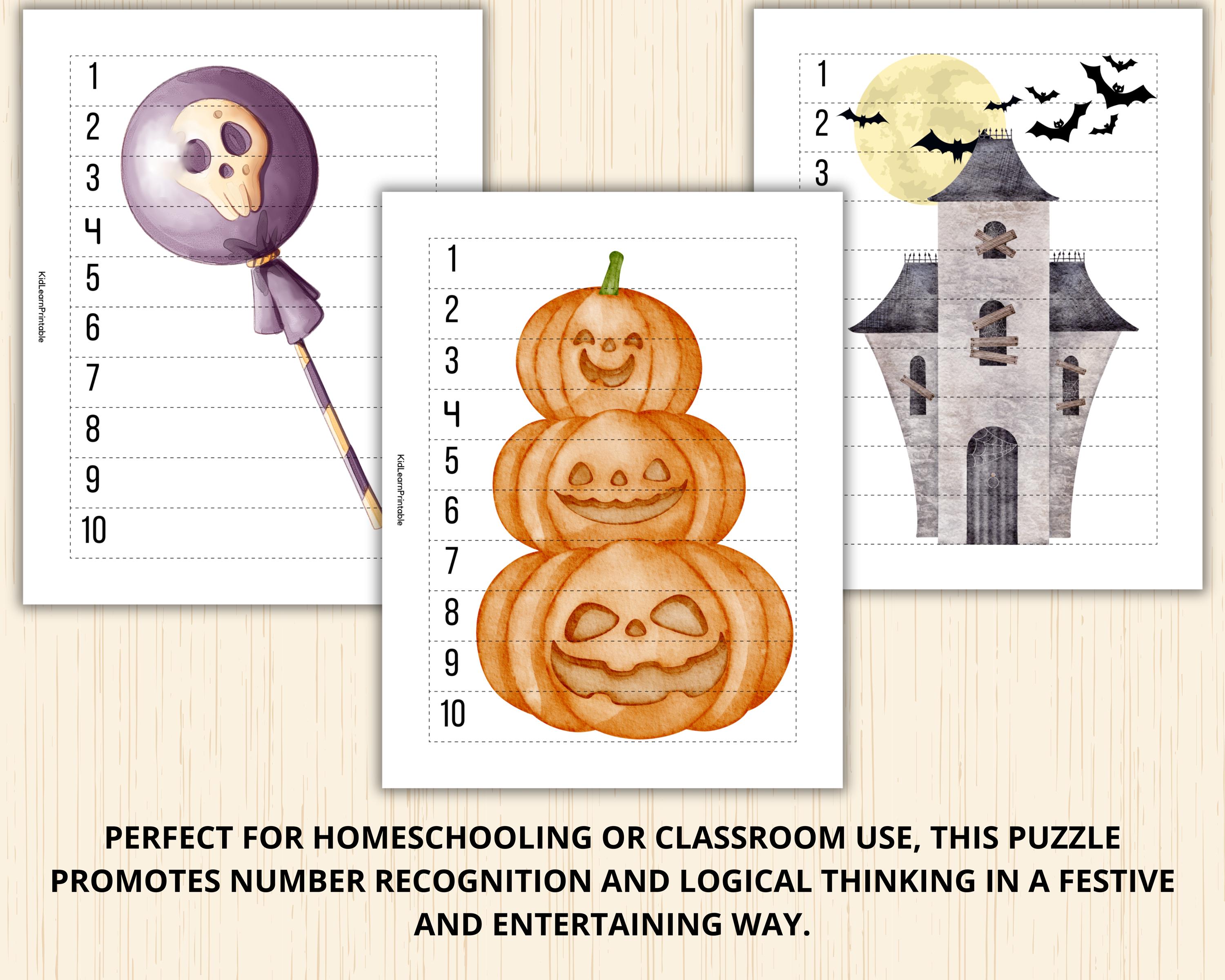 Halloween Number Puzzles,halloween Montessori,halloween Number Sequence ...