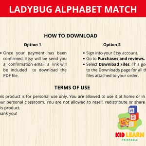 Ladybug Letter Match, Preschool Letters,alphabet Matching Game,alphabet ...