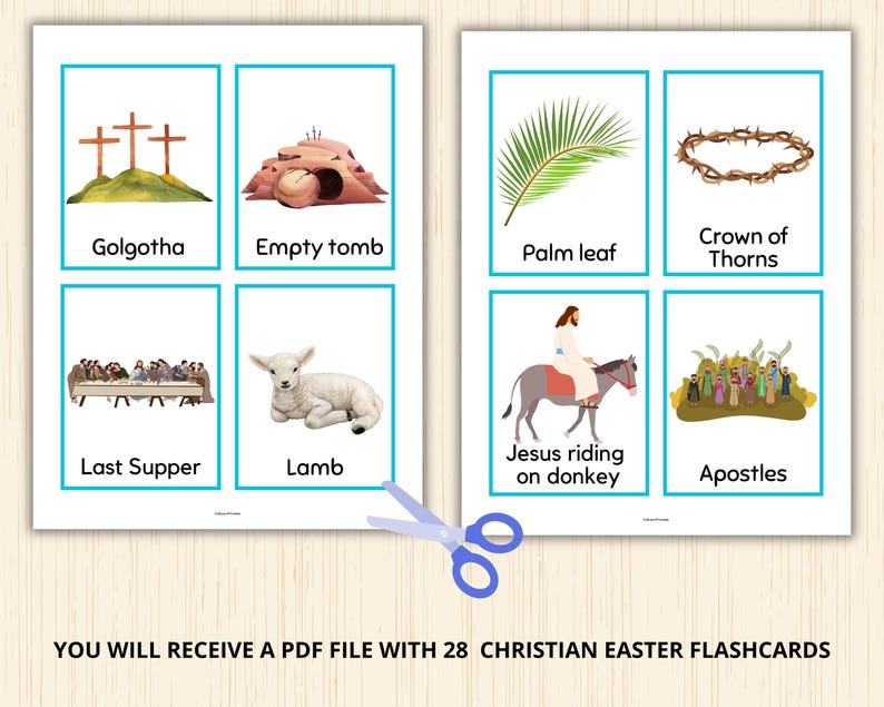 Easter Story Flashcards,religeous Easter Flash Cards,christian Easter ...