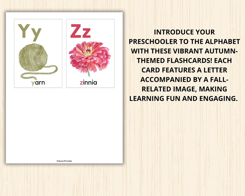 Autumn Alphabet,autumn Flashcard,fall Unit Study,alphabet Cards for ...