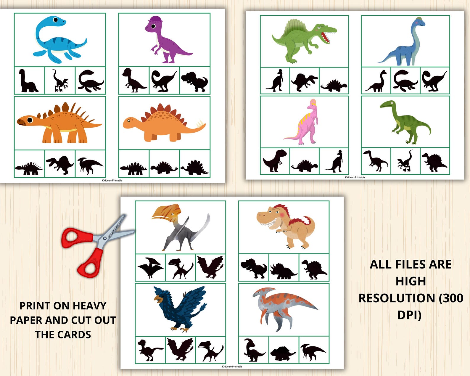 Dinosaur Shadow Matching,dinosaur Matching,dinosaur Activity for Kids ...