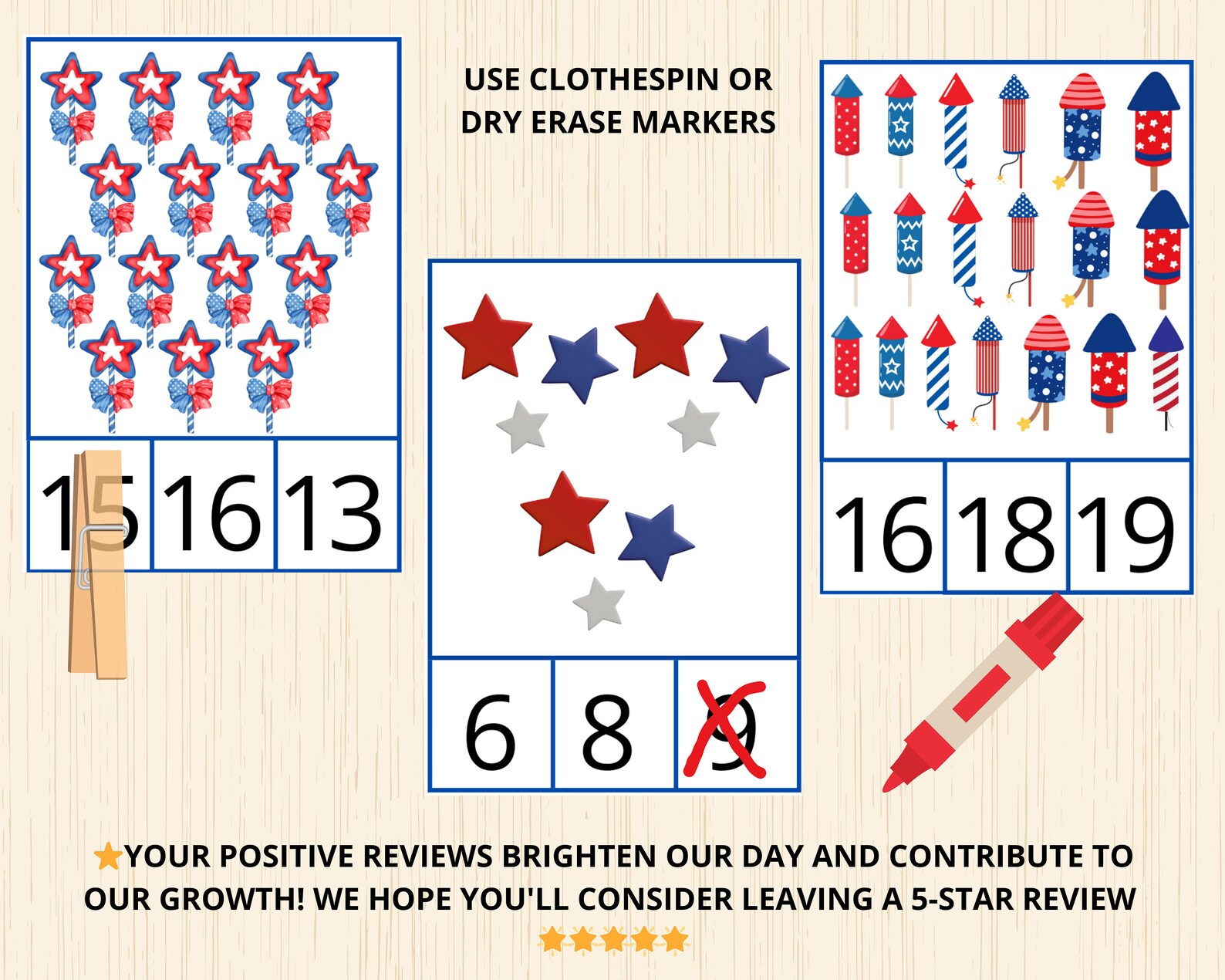 4th of July Count and Clip Cards,numbers 1-20,4th of July Cards ...