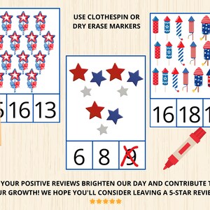 4th of July Count and Clip Cards,numbers 1-20,4th of July Cards ...