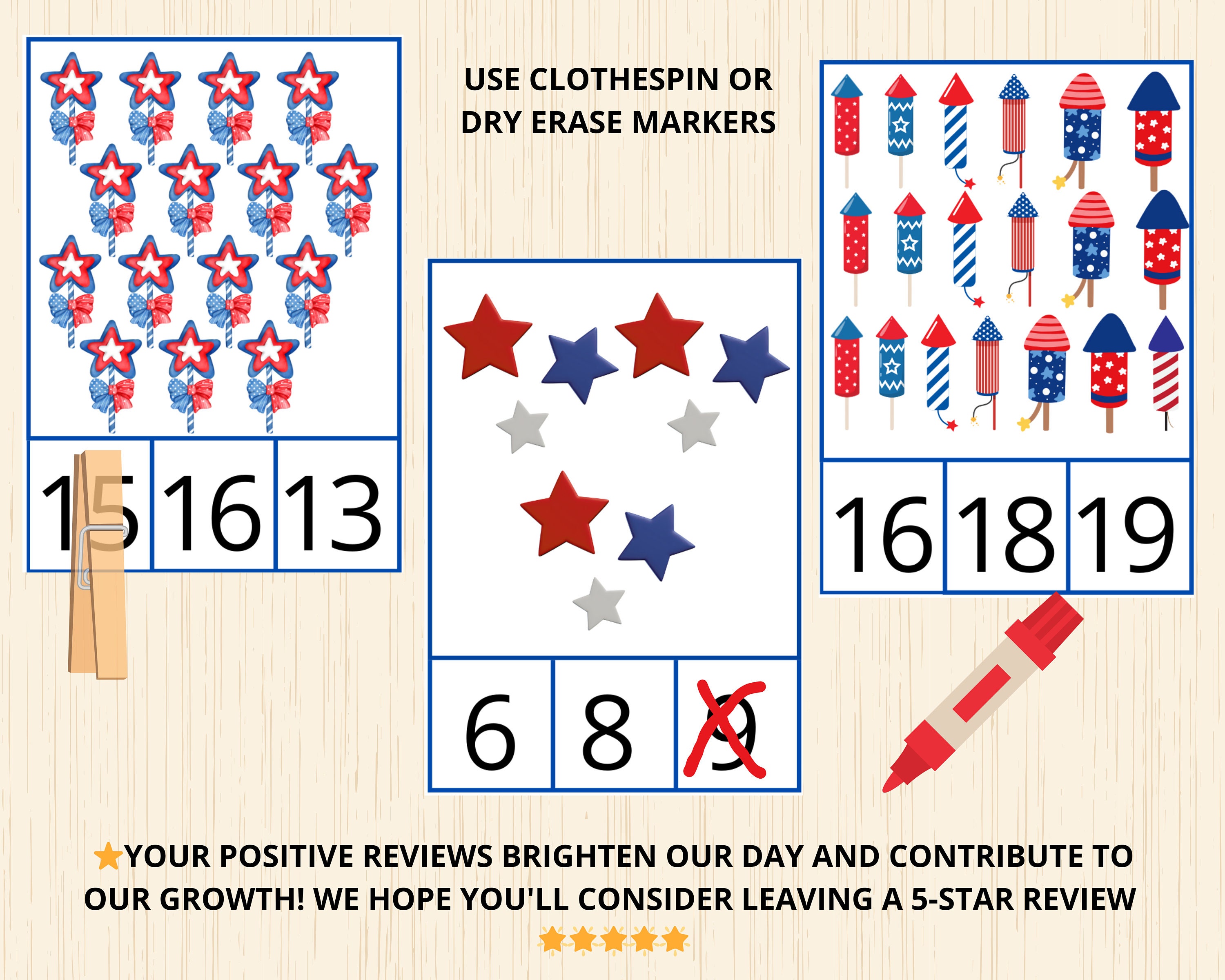 4th of July Count and Clip Cards,numbers 1-20,4th of July Cards ...
