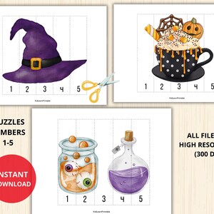 Halloween Number Puzzles,halloween Montessori,halloween Number Sequence ...