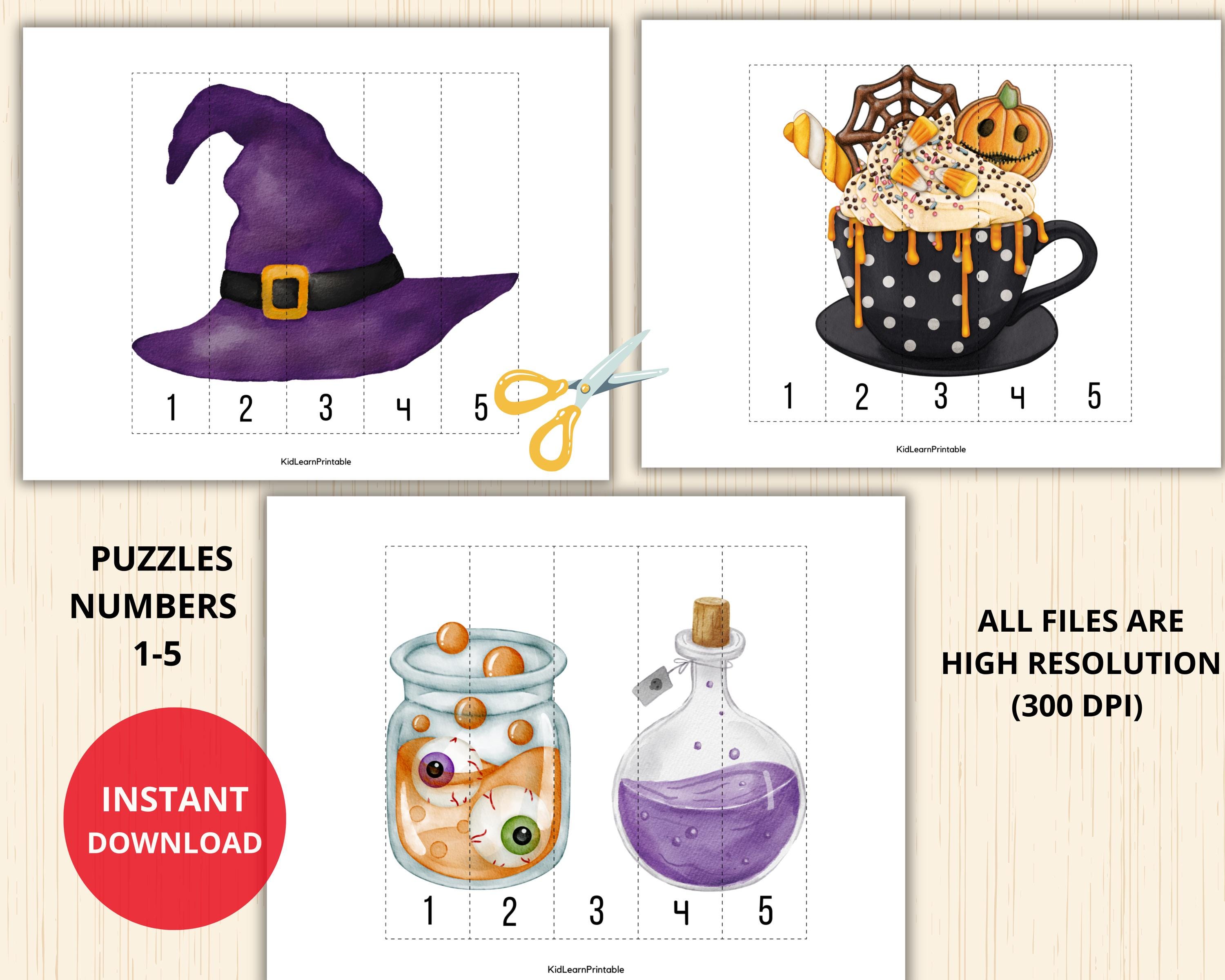 Halloween Number Puzzles,halloween Montessori,halloween Number Sequence ...