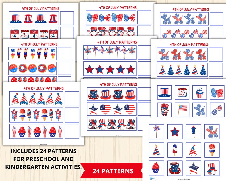 4th of July Bundle,preschool Activities,patterns Activity,shadow ...