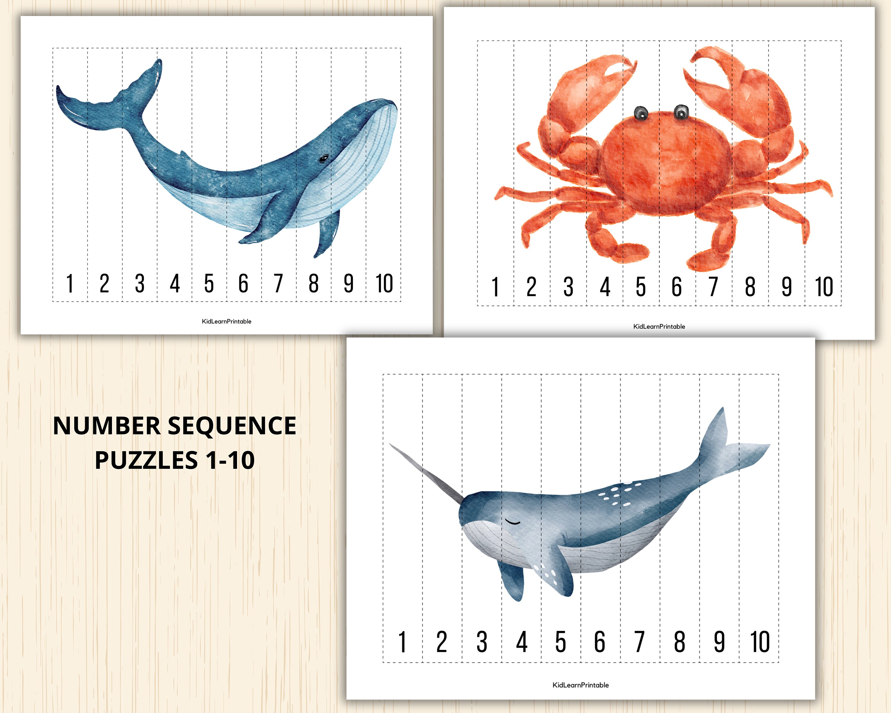Ocean Animal Puzzles,sea Animal Puzzle,ocean Animal Number Sequence ...