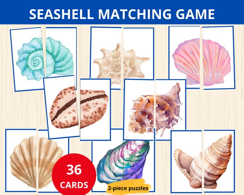 Seashell Matching Activity,seashell Matching Game,ocean Animal Puzzles ...