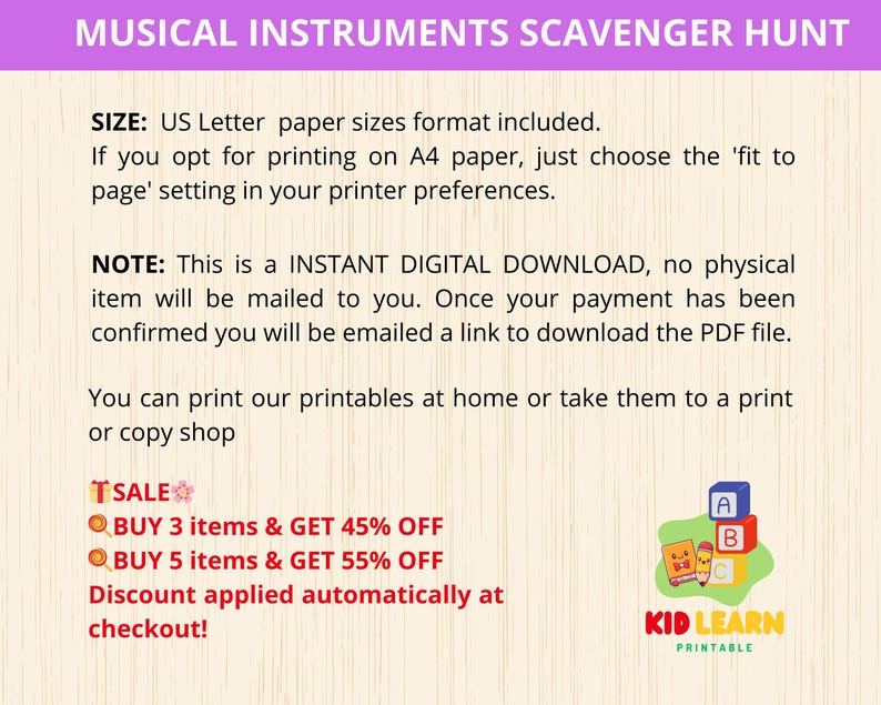 Musical Instruments Scavenger Hunt,music Scavenger Hunt,music Activity ...