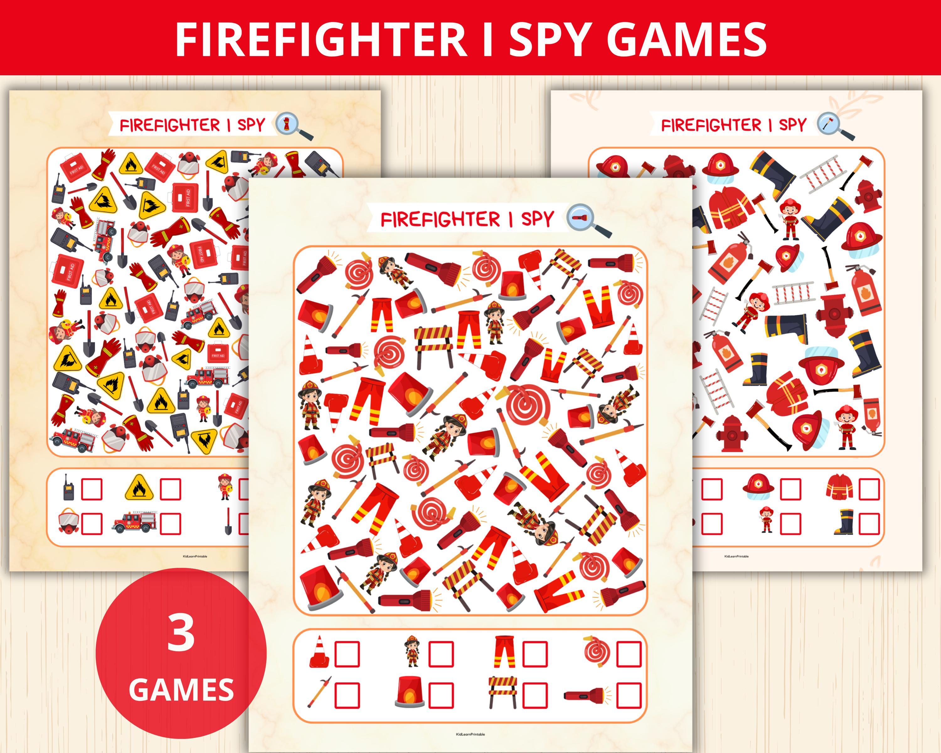 Firefighter I Spy Game,look and Find,fireman Activity,kindergarten Fire ...