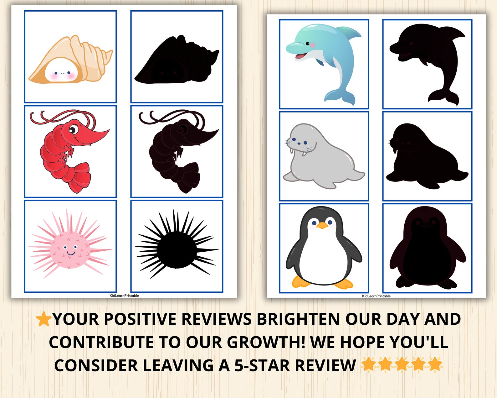 Ocean Animals Shadow Matching Cards,sea Animals Shadow,sea Animals ...