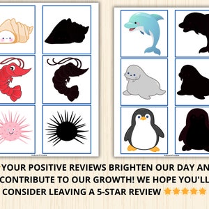 Ocean Animals Shadow Matching Cards,sea Animals Shadow,sea Animals ...