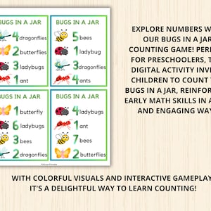 Bug in a Jar Counting Activity, Pretend Play,insect Busy Book, Bug Unit ...