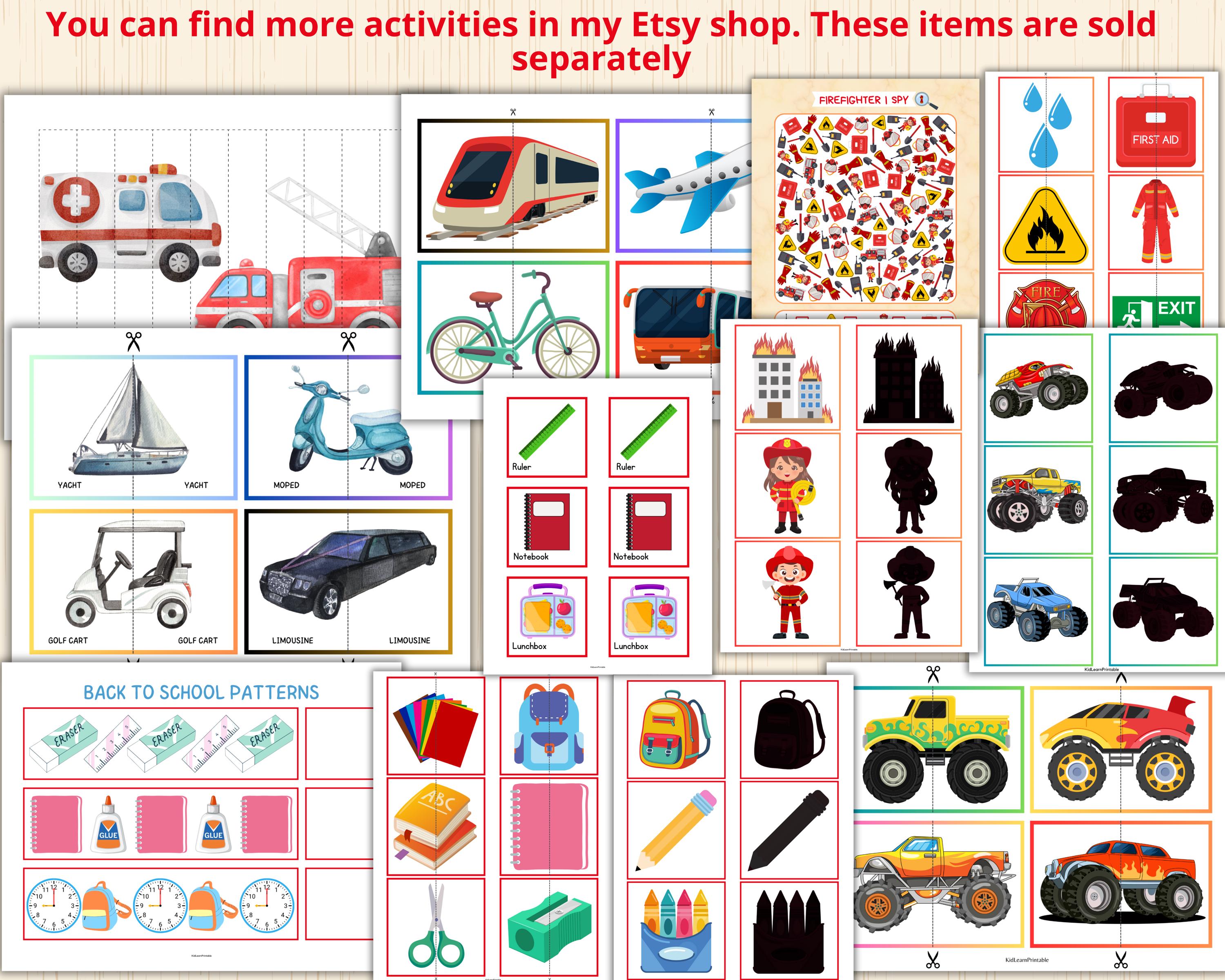 School Supplies Shadow Matching,back to School Game,school Supplies ...