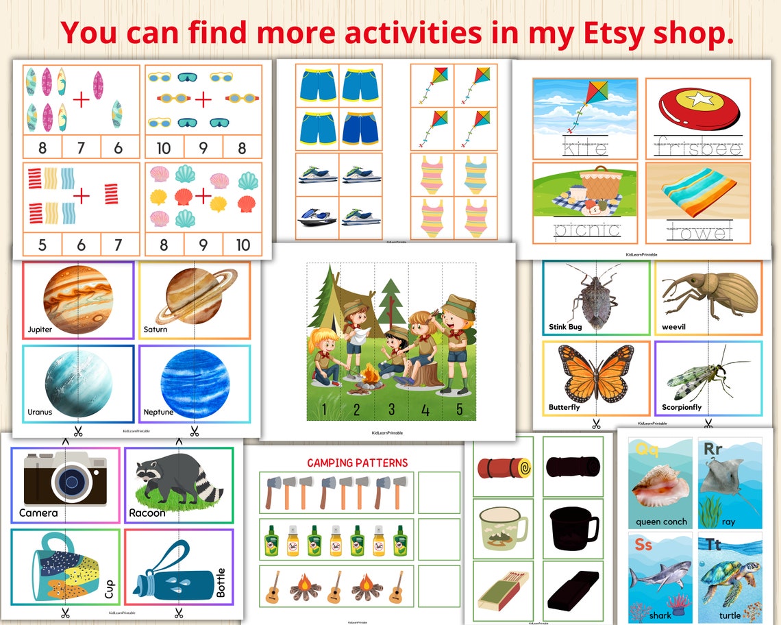 Camping Count and Clip Cards,numbers 1-20,camping Flashcards,summer ...