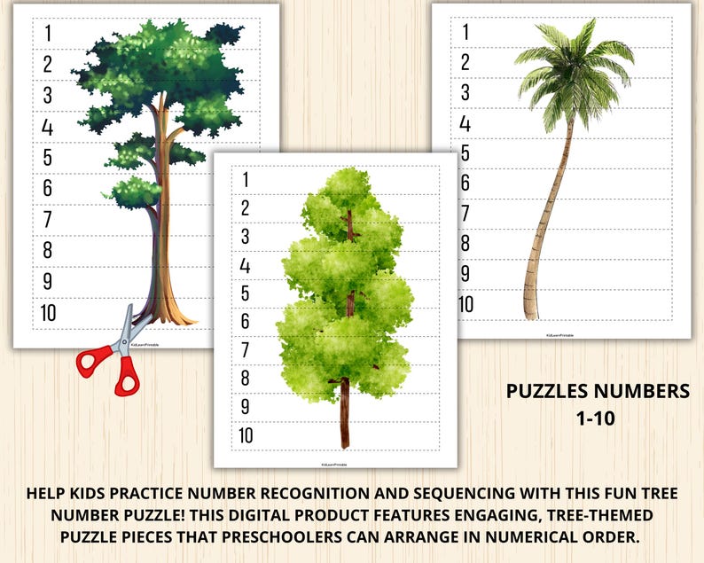 Tree Puzzle Kids,montessori Fall Wooden Puzzle,fall Number Sequence ...