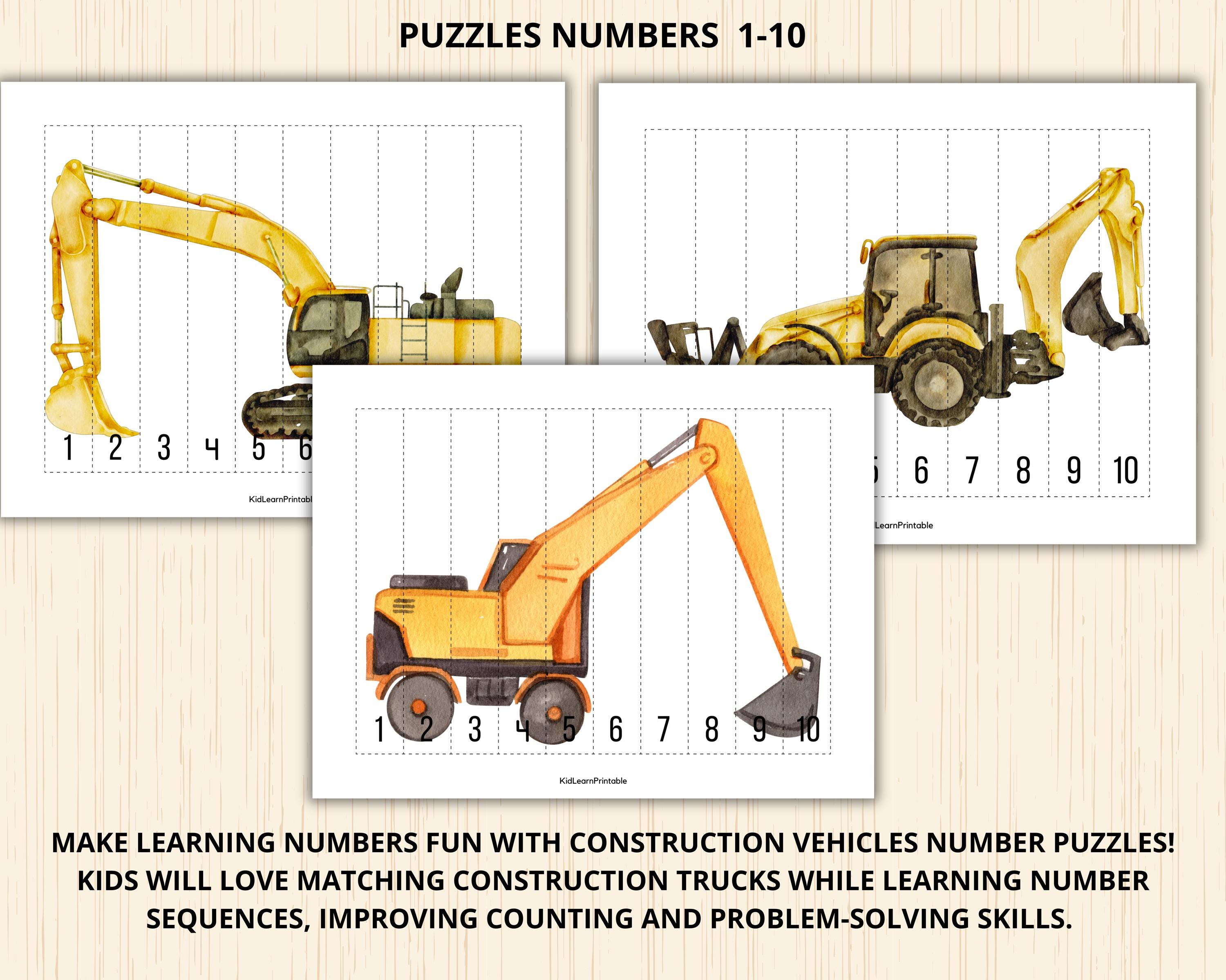 Construction Vehicles Puzzles,vehicles Number Sequence Puzzle,vehicles ...