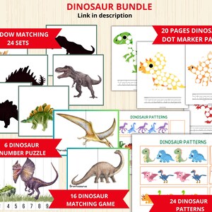 Dinosaur Flashcard,halves Matching,dinosaur Montessori,dinosaur ...