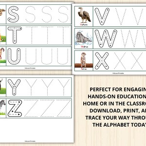 Zoo Alphabet Cards Tracing Letters,animal Alphabet Cards,letter Tracing ...