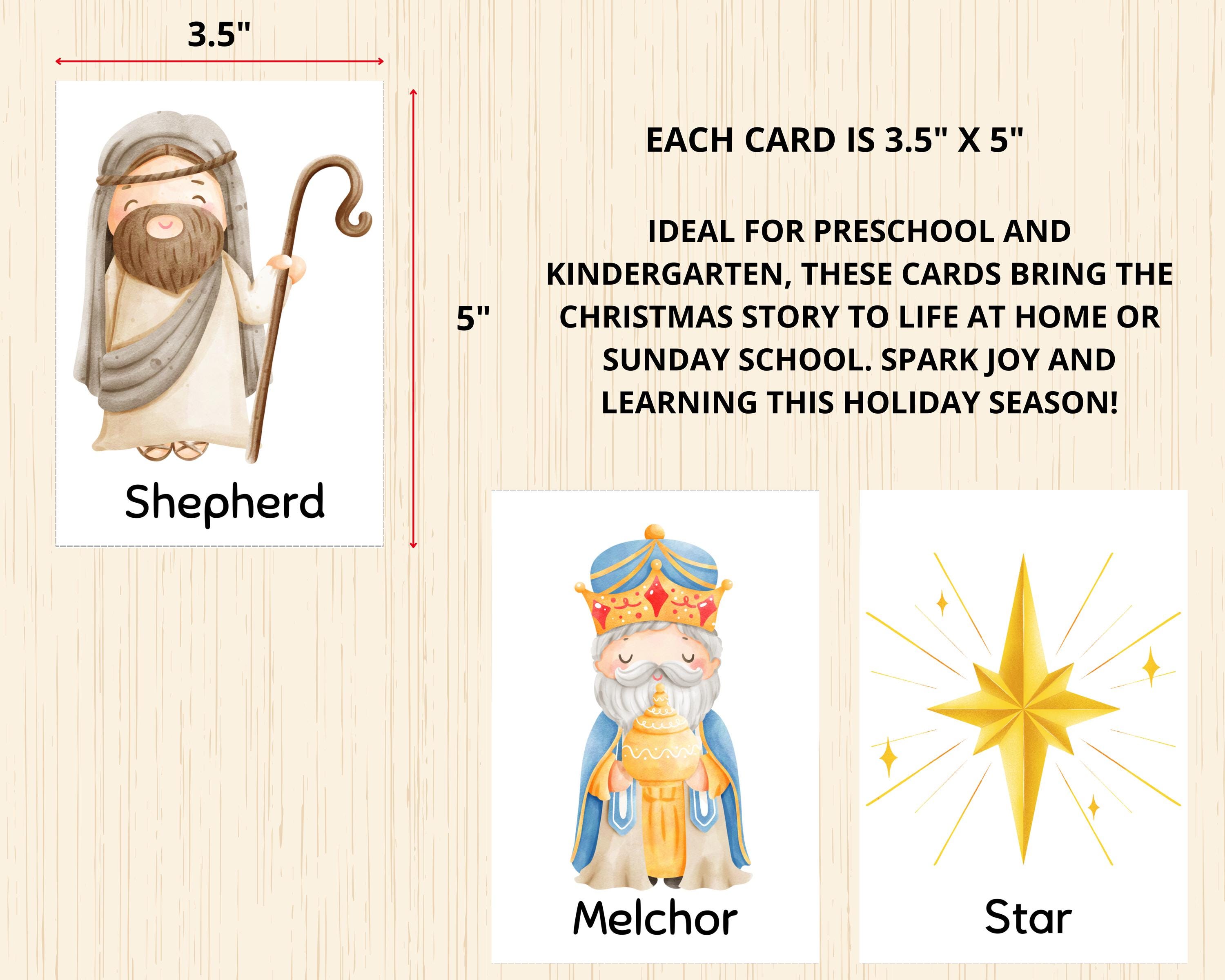 Nativity Flashcards for Kids,nativity Story Cards,nativity Scene Kids ...