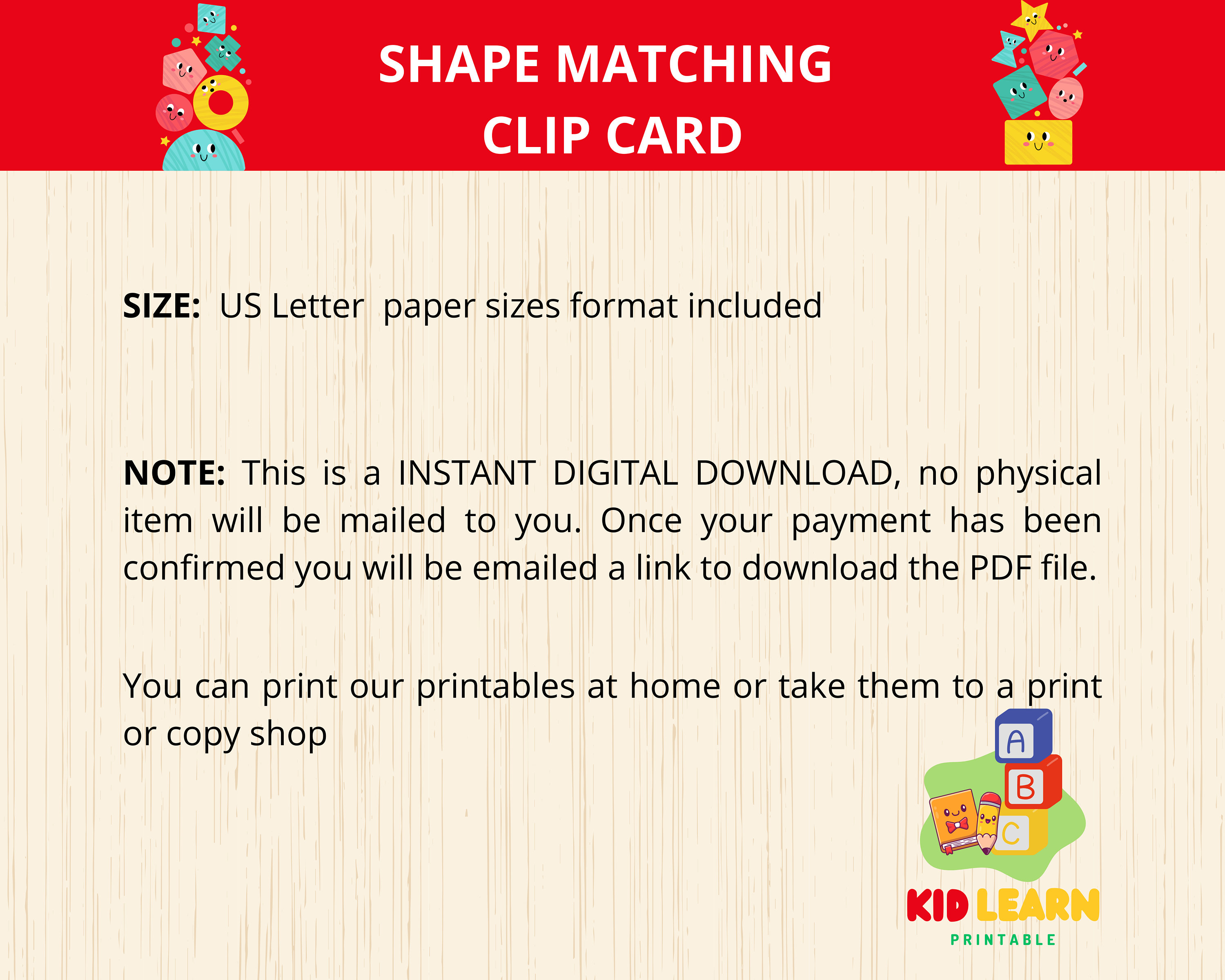 Shapes Sorting Activity,shapes Clip Card,matching Activity,learning ...