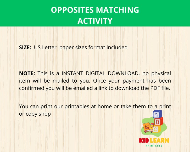 Opposites Matching Flashcards,opposites Flashcards for Kids, Pairing ...
