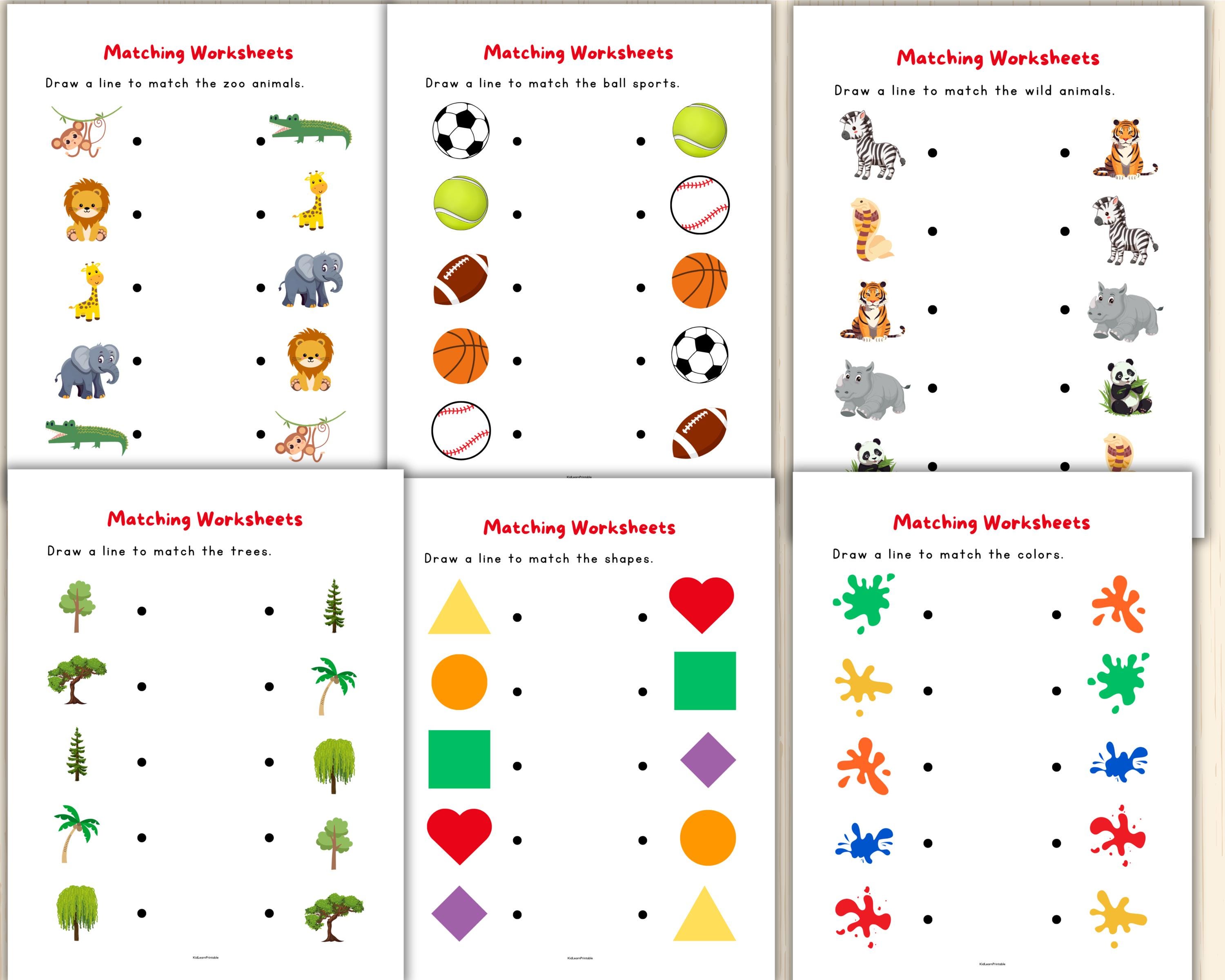 Matching Worksheets,match the Picture,learning Activities,matching Game ...