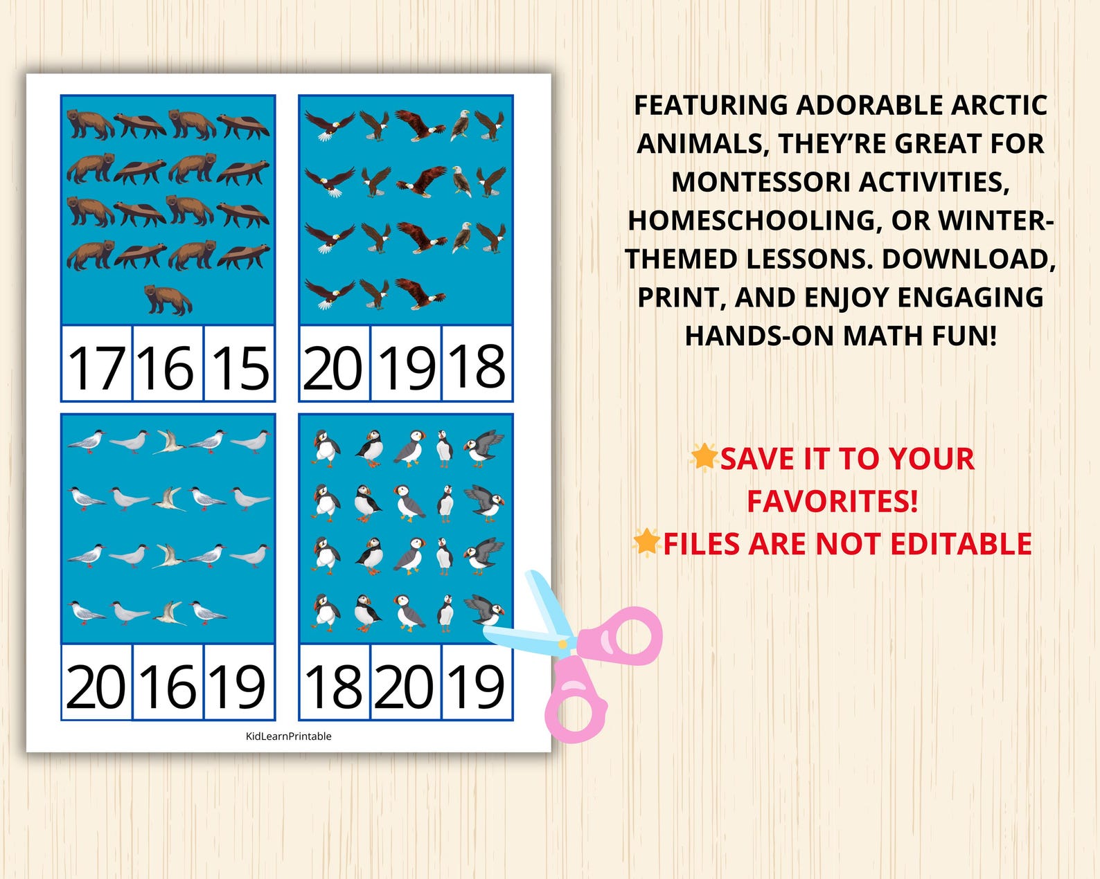 Arctic Animals Count and Clip Cards,polar Animals Cards,winter ...