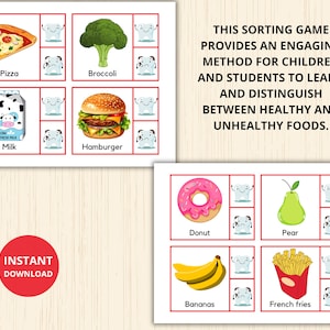 Healthy or Unhealthy Food Clip Card, Healthy and Unhealthy Food ...