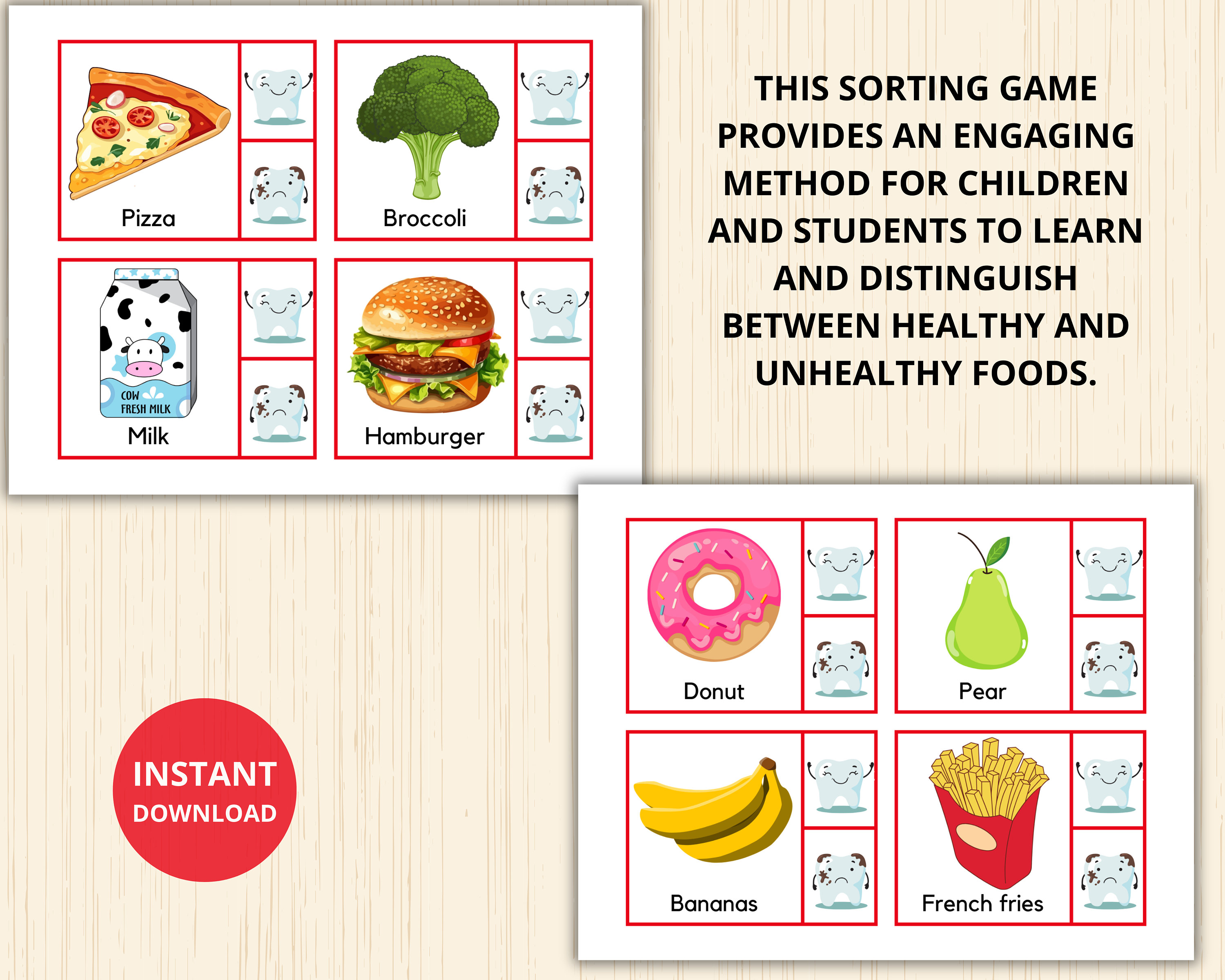 Healthy or Unhealthy Food Clip Card, Healthy and Unhealthy Food ...