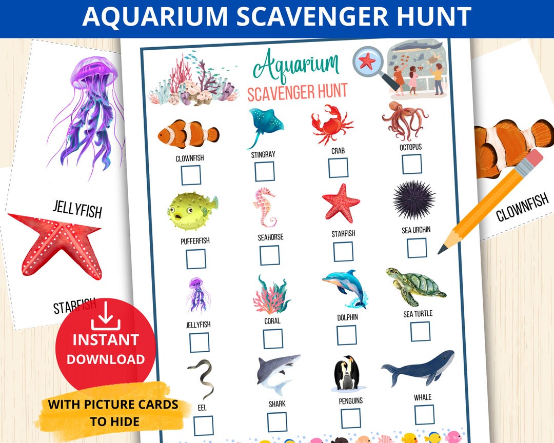 Ocean Scavenger Hunt,under the Sea Scavenger Hunt,aquarium Trasure Hunt ...
