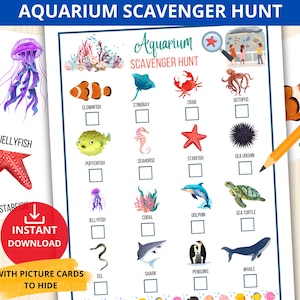 Ocean Scavenger Hunt,under the Sea Scavenger Hunt,aquarium Trasure Hunt ...