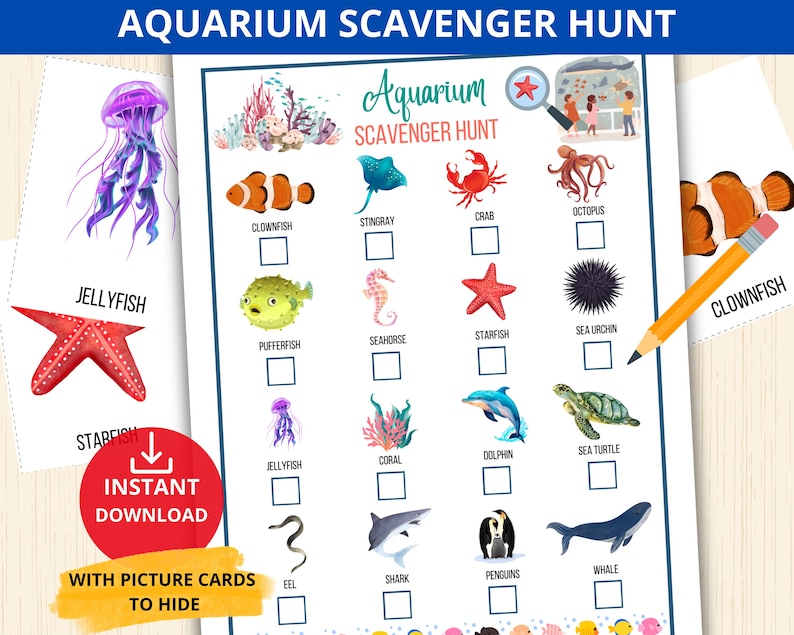Ocean Scavenger Hunt,under the Sea Scavenger Hunt,aquarium Trasure Hunt ...