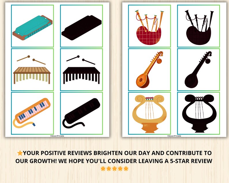 Music Instruments Shadow Matching Cards,music Preschool Activity ...