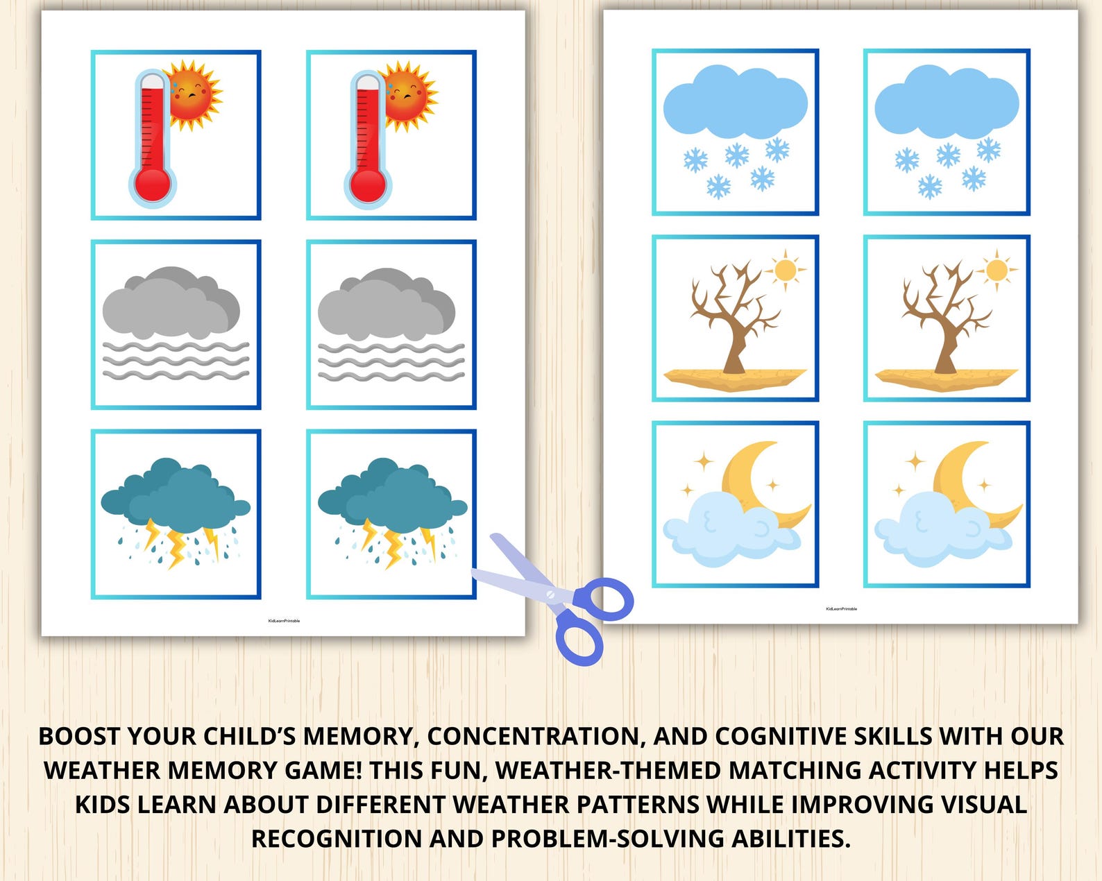 Weather Memory Game,weather Activity,weather Matching Game,weather ...
