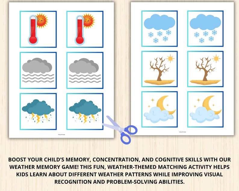 Weather Memory Game,weather Activity,weather Matching Game,weather ...