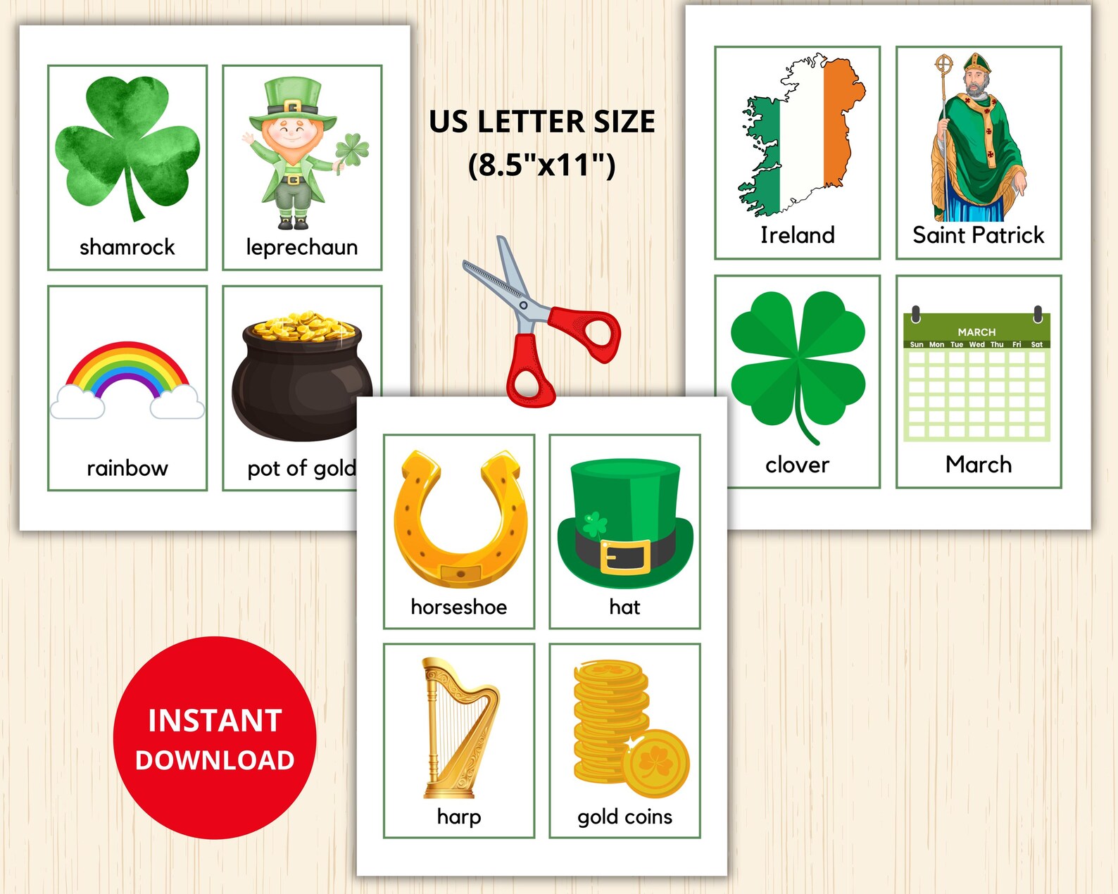 St. Patrick's Day Flashcard,st Patricks Vocabulary,saint Patrick's ...