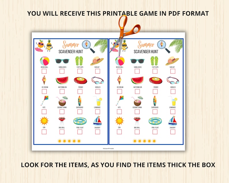 Summer Scavenger Hunt,indoor Ourdoor Treasure Hunt,summertime Games,fun ...